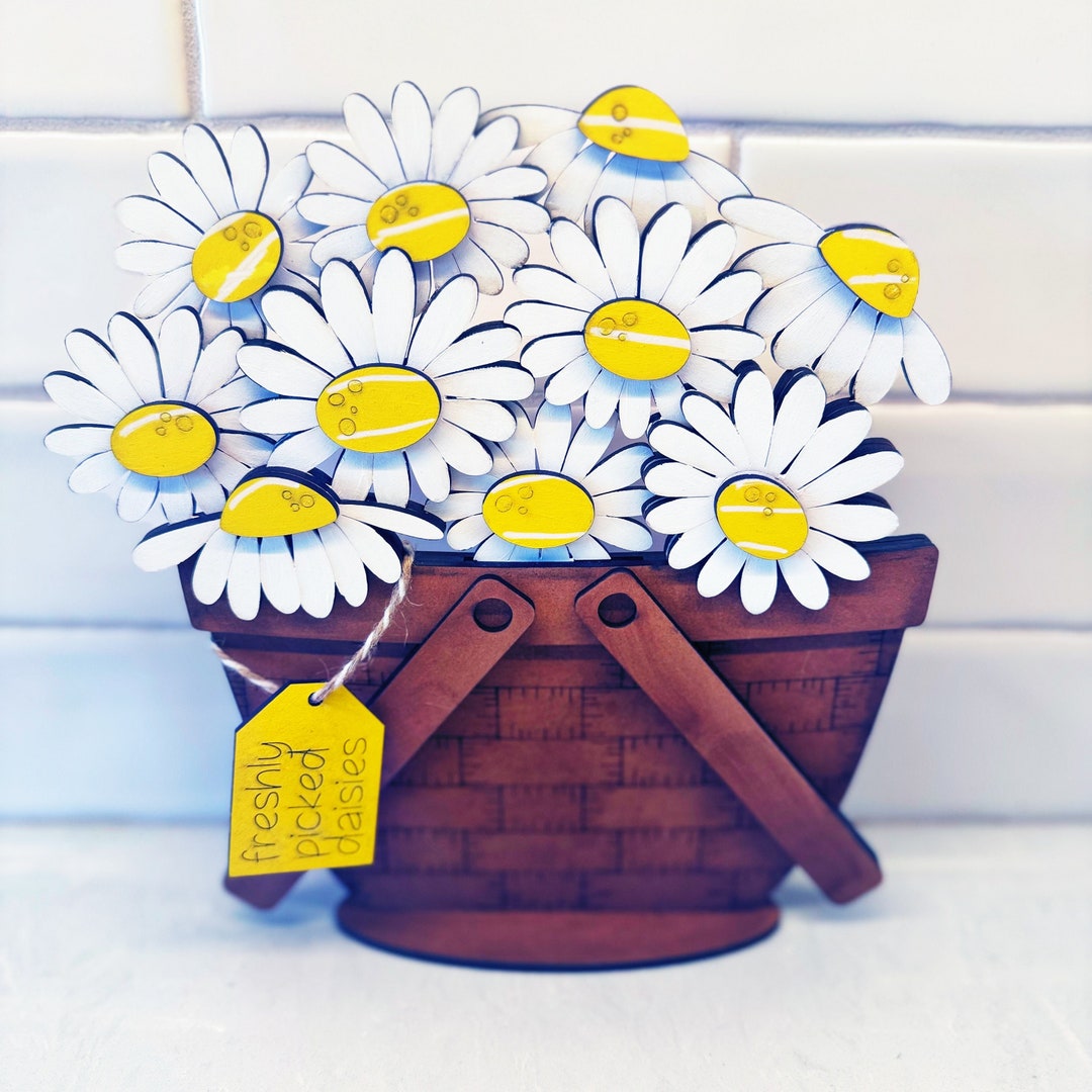 Daisy Add-on | Interchangeable Wood Cutout for Basket, Wagon, or ...