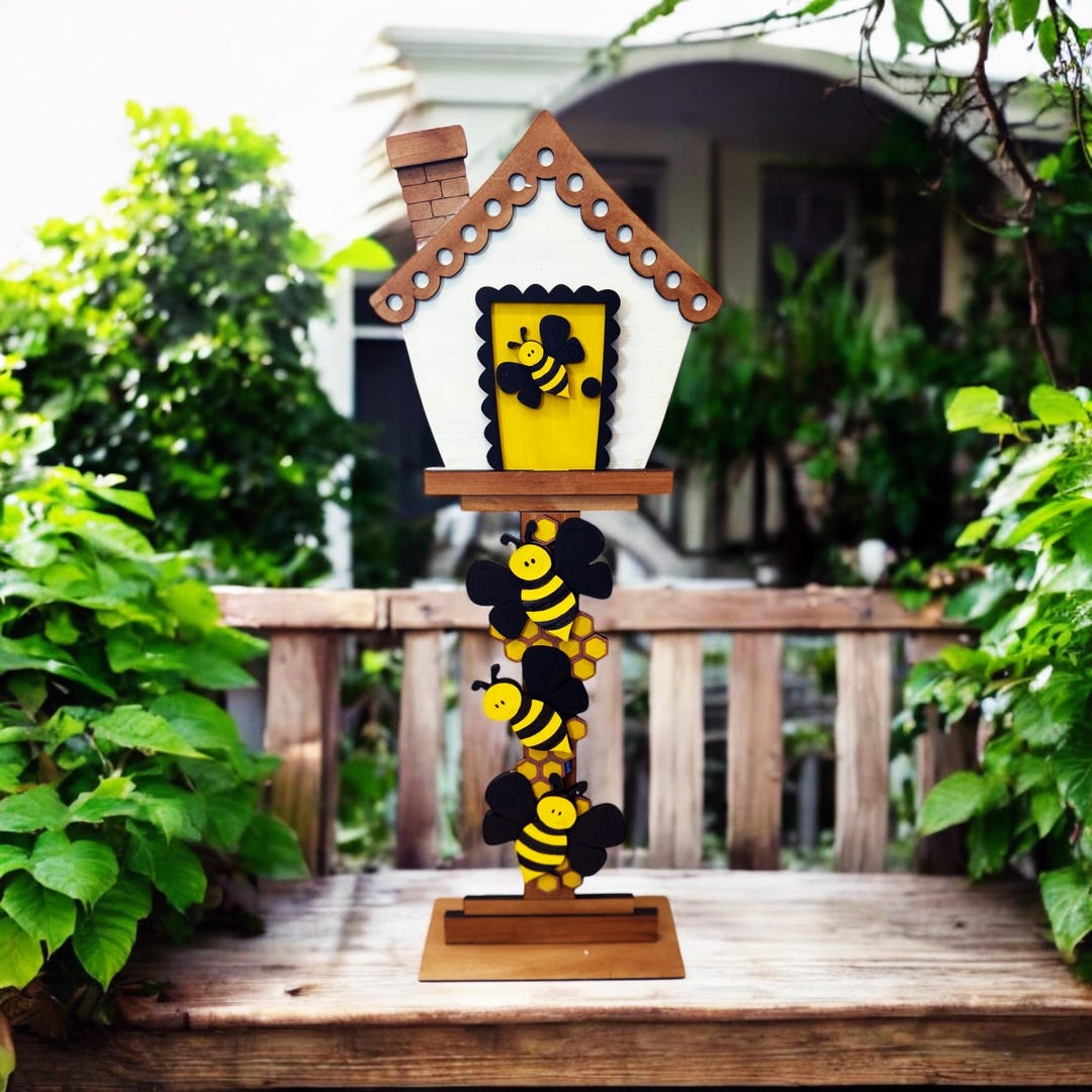 Honey Bee Birdhouse Add-on | DIY Summer Bee & Honeycomb Shelf Decor ...