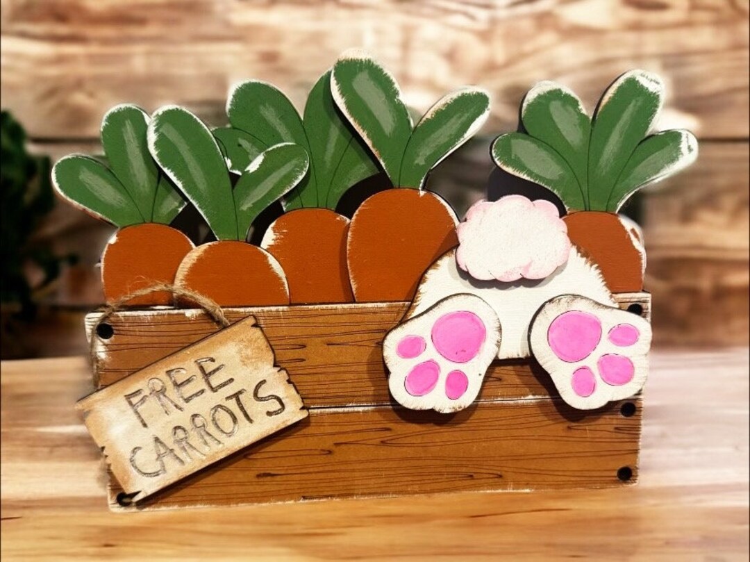 Carrot Crate With Bunny Shelf Sitter Wood Cutout DIY Craft Kit - Etsy