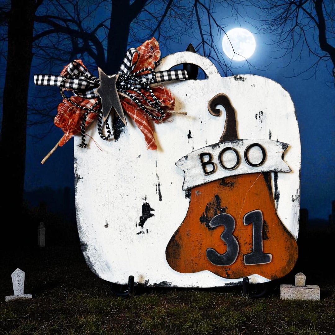 Halloween 31 Board Shelf Sitter | DIY Rustic Pumpkin Sign | Primitive ...