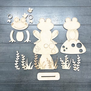 Frogs on Mushroom - Shelf Sitter - Wood Cutout - DIY Craft Kit - Etsy