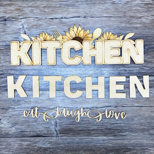 Kitchen Sunflower Sign DIY Kit | Eat Laugh Love Shelf Sitter or Wall ...