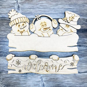 Snowman Welcome Sign - Winter - Shelf Sitter - Door Hanger - Wood ...