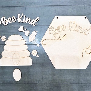Bee Kind - Honey Bee - Door Hanger - Laser Wood Cutout - DIY Craft Kit - Etsy