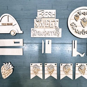 Strawberry Tier Tray - Summer - Wood Cutouts - DIY Craft Kit - Etsy
