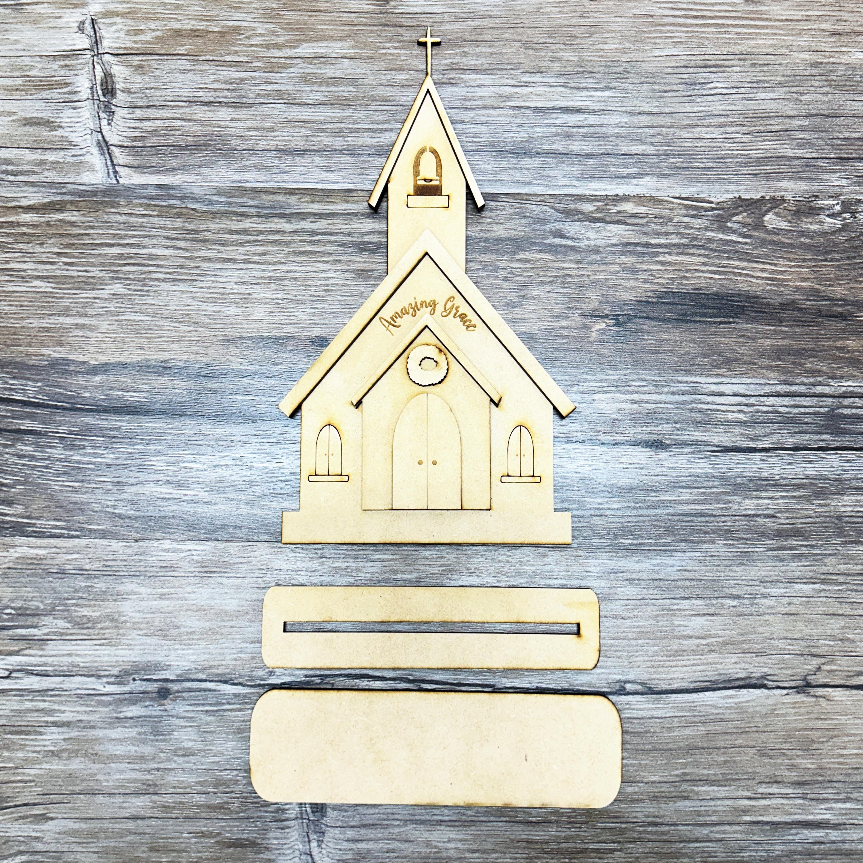 Amazing Grace Church Kit | DIY Christmas Church Shelf Sitter | Faith ...