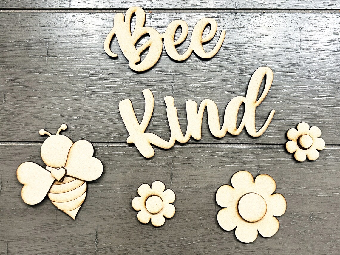 Bee Kind Hive Wood Cutout Kit | DIY Honey Bee Sign or Wreath Decor ...