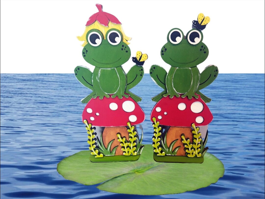 Frogs on Mushroom - Shelf Sitter - Wood Cutout - DIY Craft Kit - Etsy