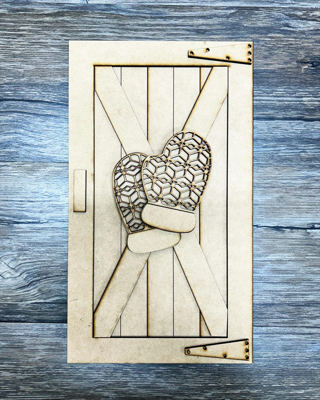 Winter Mittens Barn Door Sign Kit | Rustic Farmhouse Hanging Shelf ...