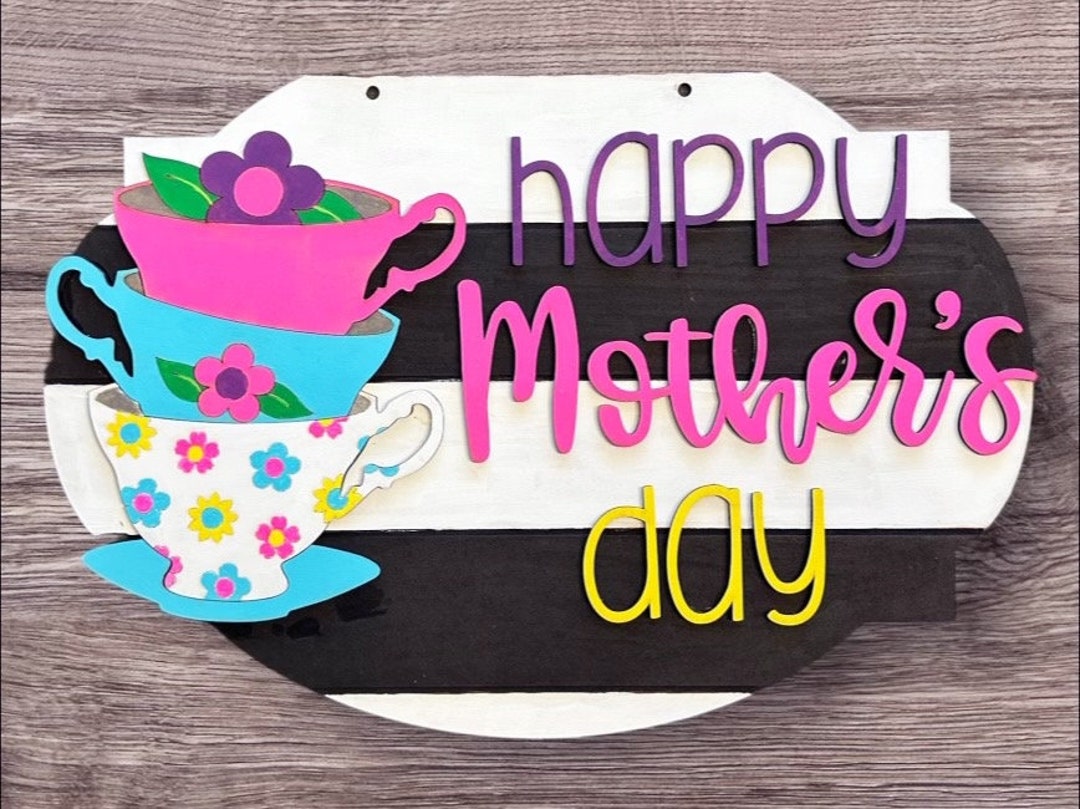 Happy Mothers Day - Door Hanger - Laser Wood Cutout - DIY Craft Kit - Etsy