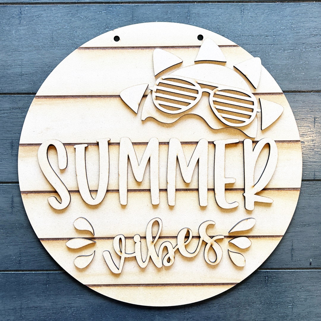 Summer Vibes DIY Sign Kit | Happy Sun Round Door Hanger | Summer Porch ...