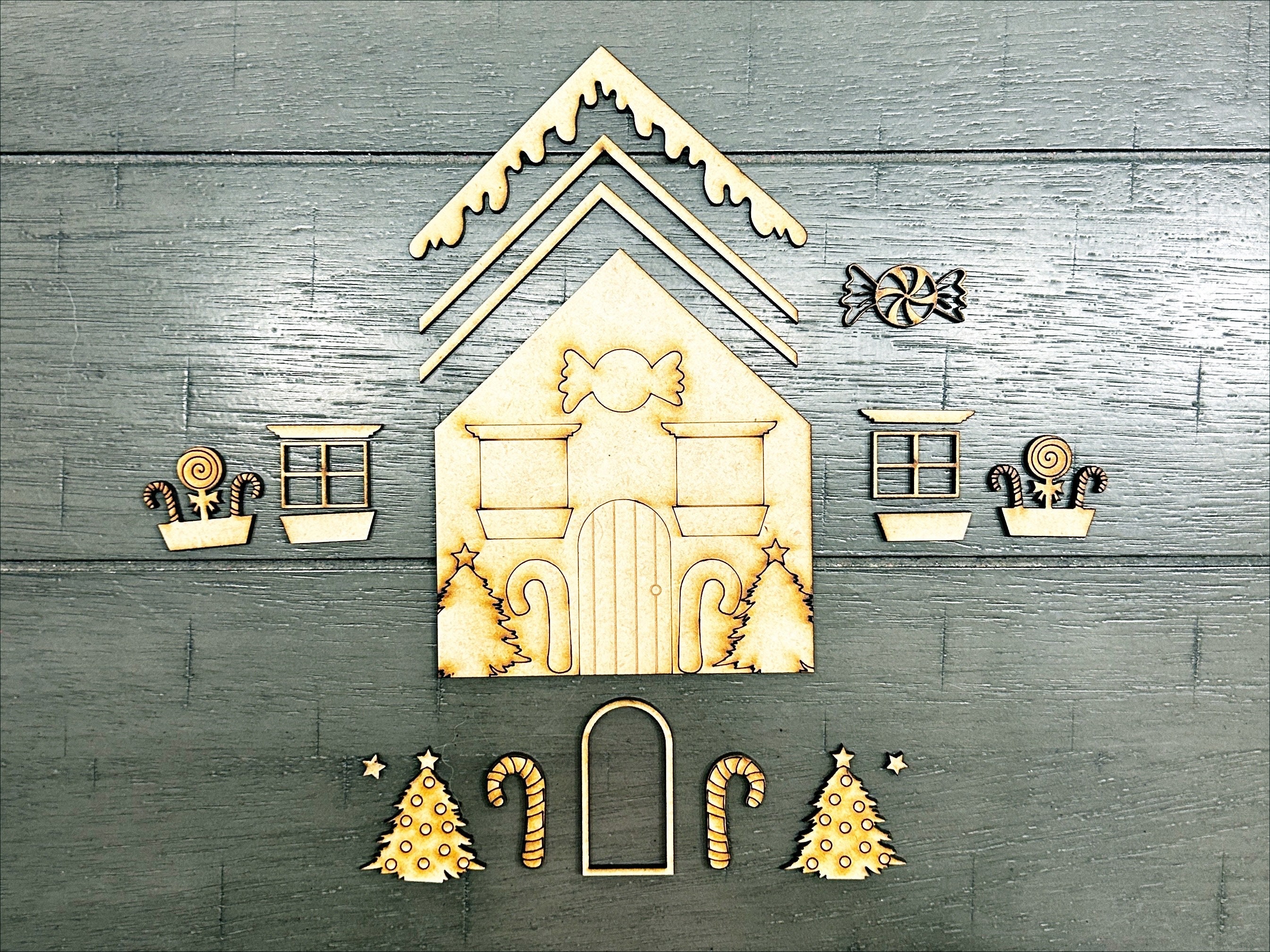 Gingerbread House Wood Cutouts DIY Craft Kt - Etsy