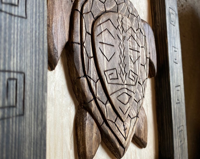 Maori Hand Carved Wood Turtle Painting: Maori Art Inspired by Nature ...