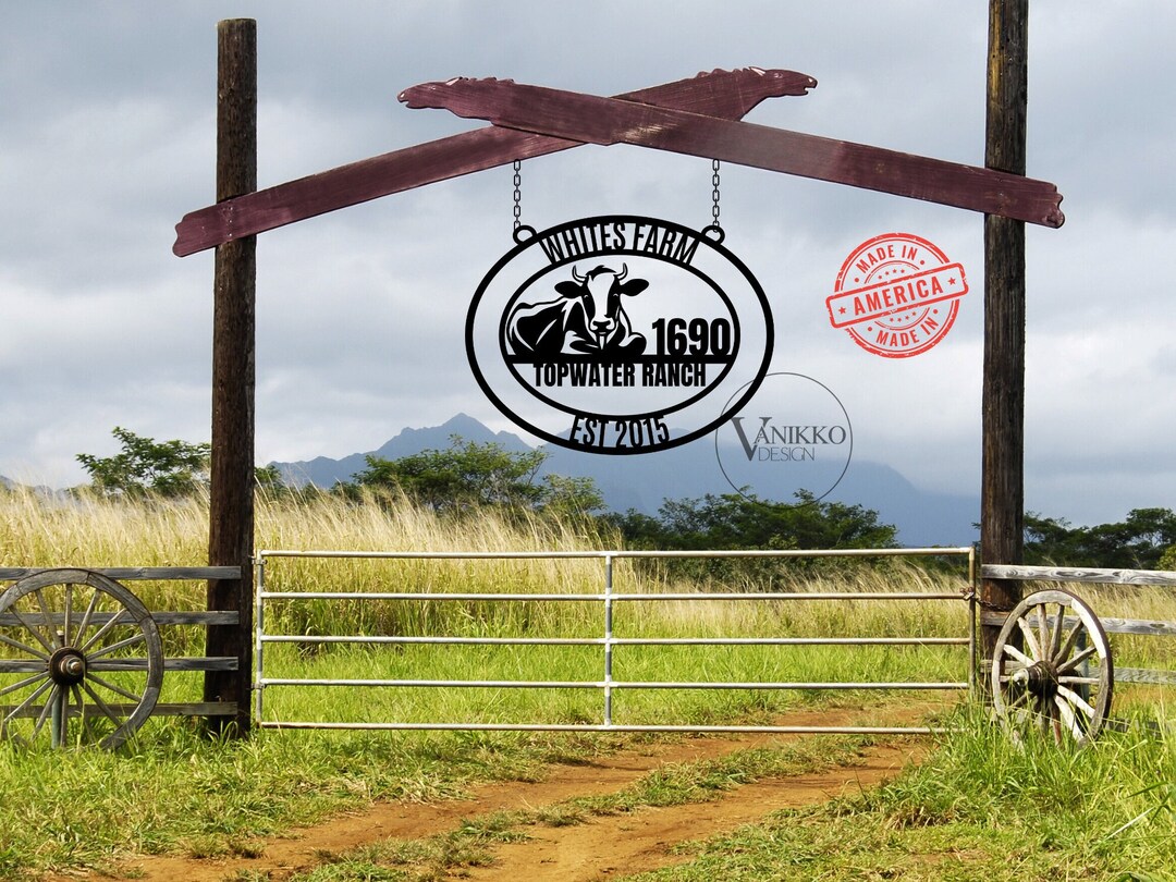 Custom Cow Farm Metal Wall Art Animal Farm Sign Personalized Last Name ...