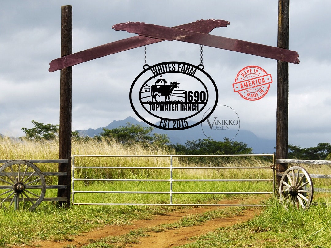 Custom Cow Farm Metal Wall Art Animal Farm Sign Personalized Last Name ...