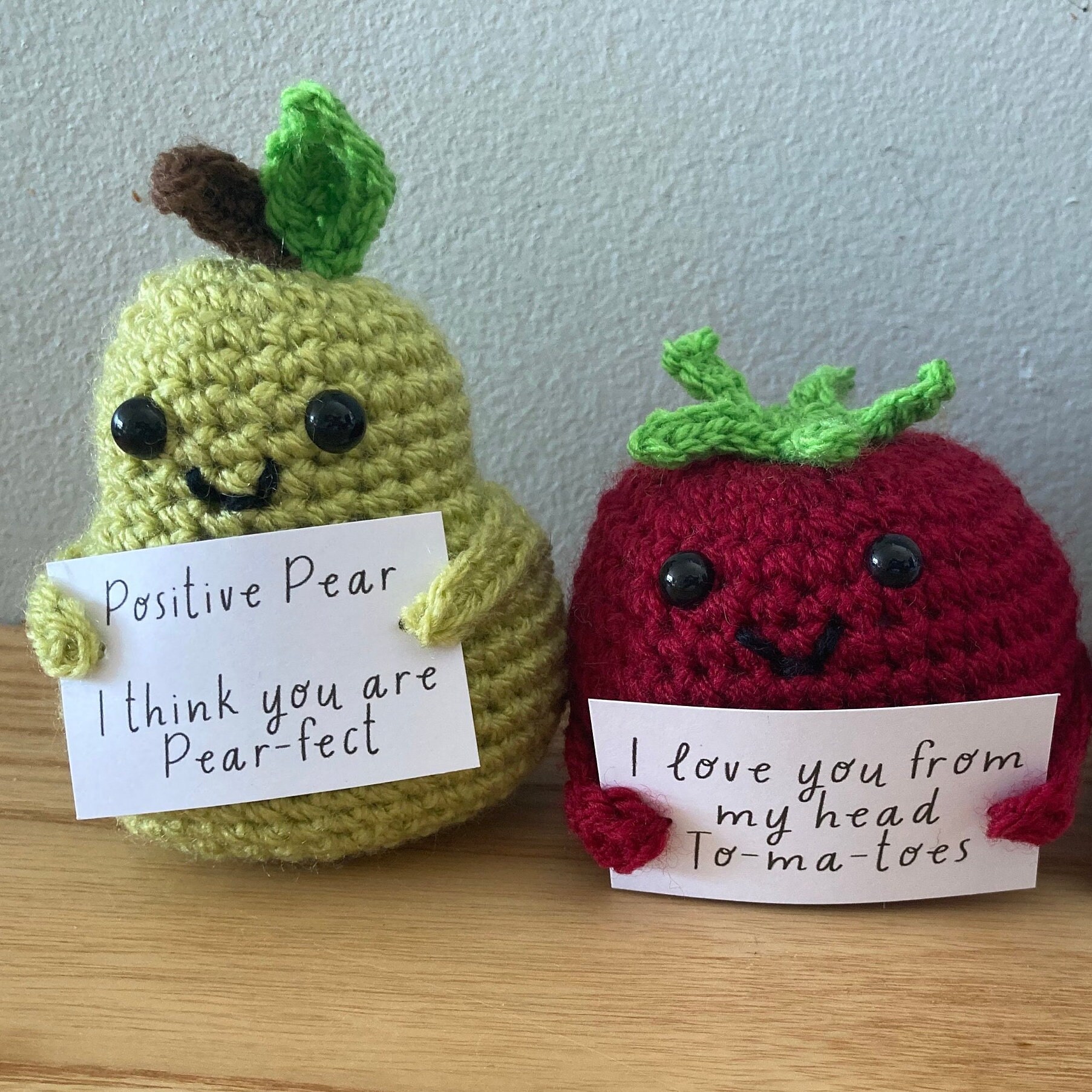 Handmade Crochet Positive Pear, Tomato, Gift Boxed, Funny Gift, Humour ...