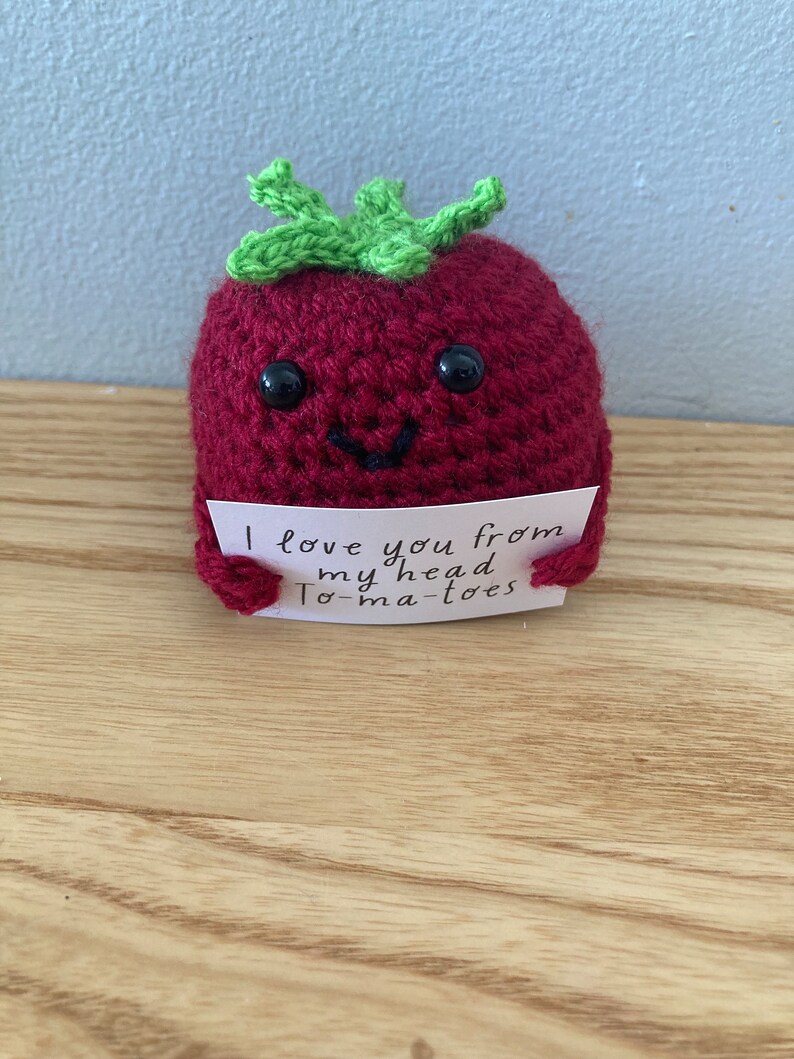 Handmade Crochet Positive Pear, Tomato, Gift Boxed, Funny Gift, Humour ...