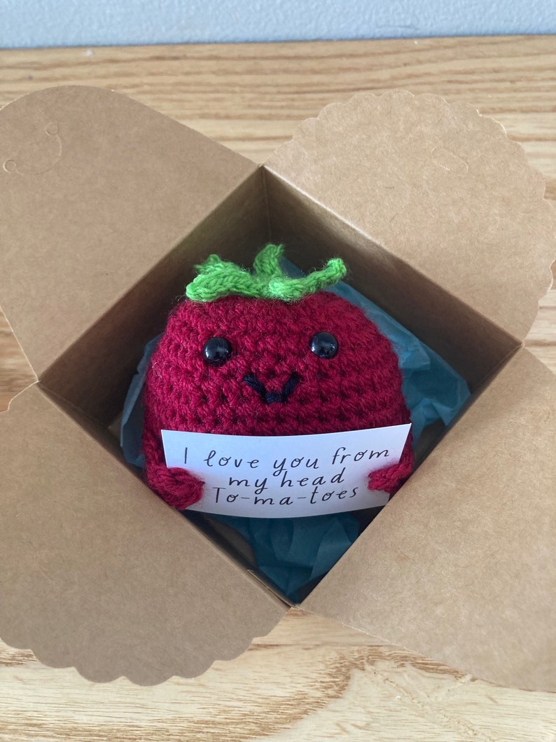 Handmade Crochet Positive Pear, Tomato, Gift Boxed, Funny Gift, Humour ...