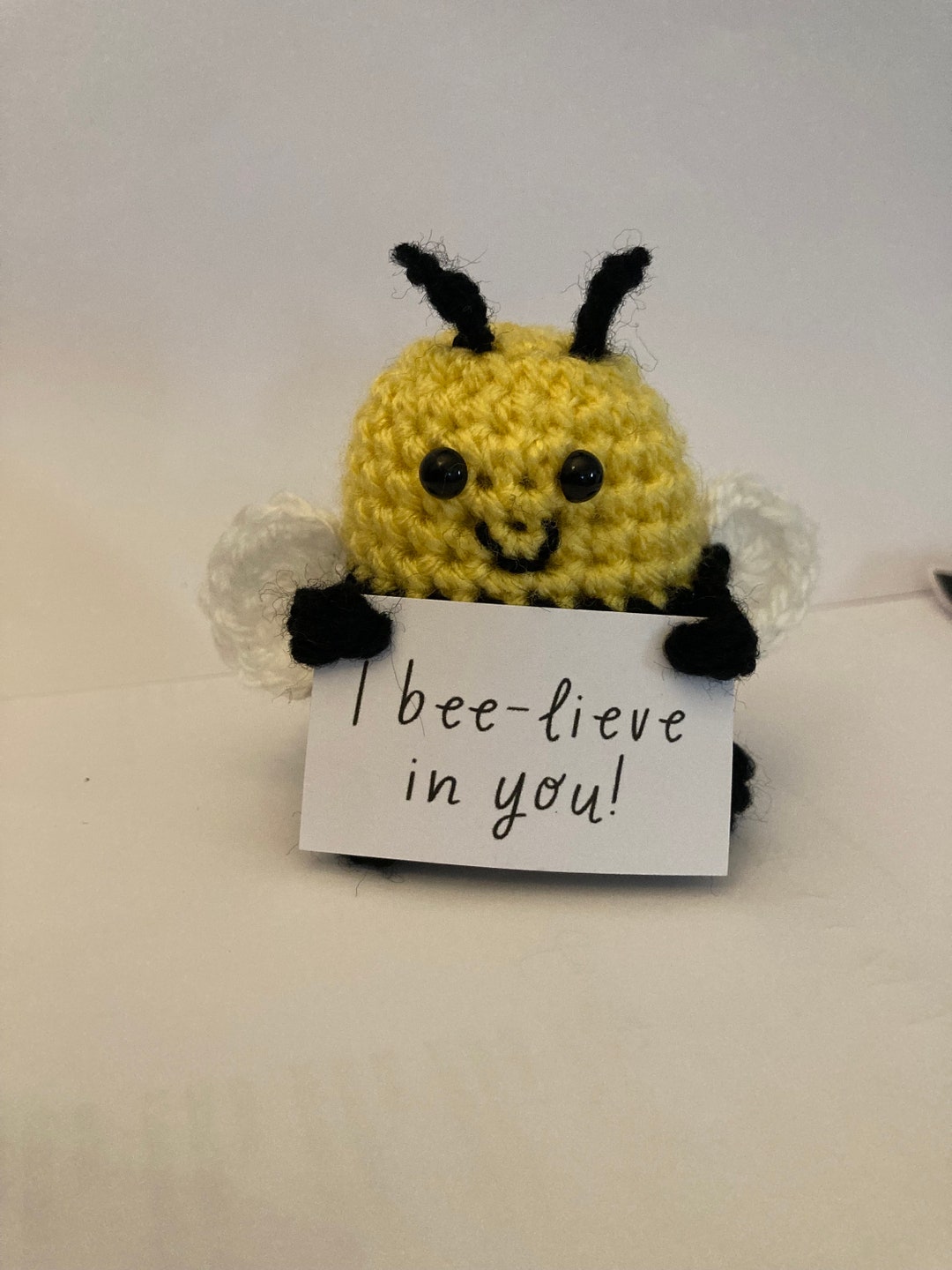 Handmade Crochet Bumble Bee, I Bee-lieve in You, Motivational Funny ...