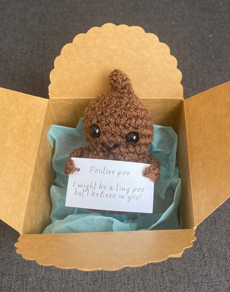 Handmade Crochet Positive Poo, Gift Boxed, Personalised Funny Silly ...