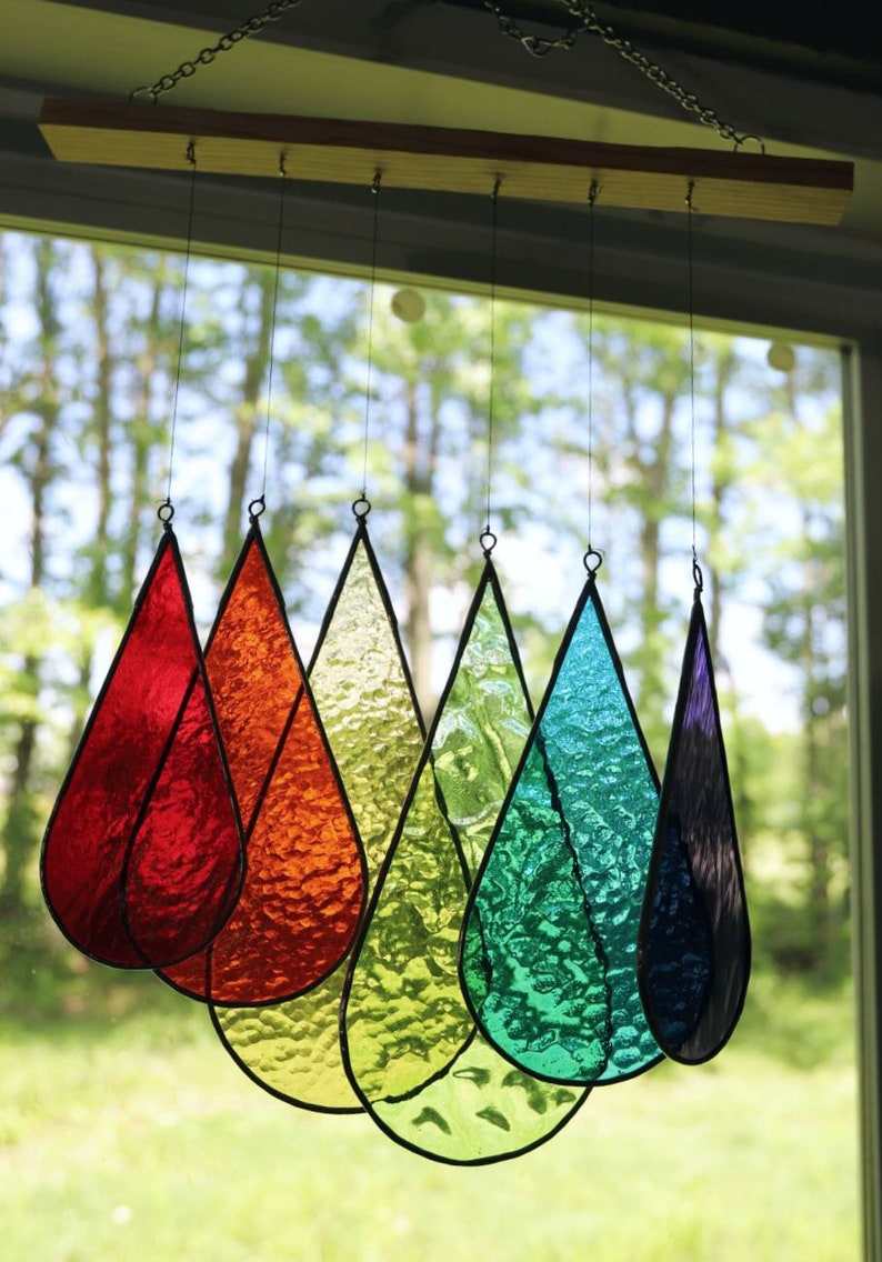 Rainy Day Rainbow Stained Glass Suncatcher - Etsy