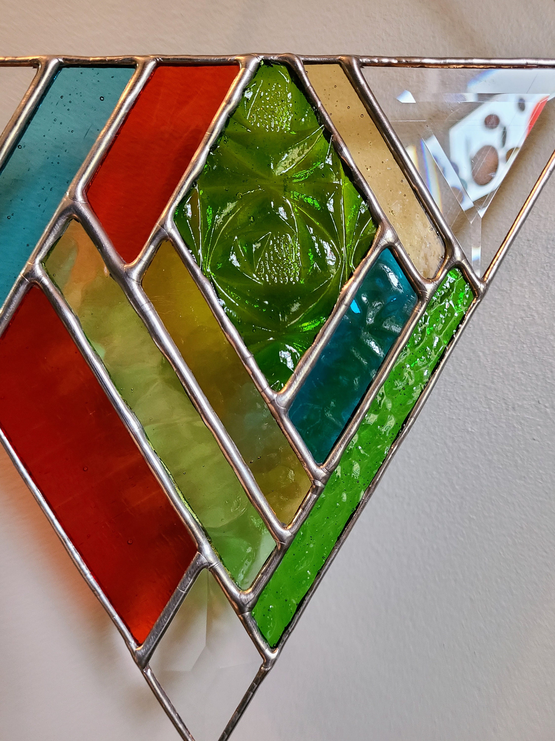 Large Stained Glass Triangle Suncatcher - Etsy