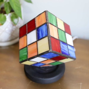 Stained Glass Rubik's Cube Lamp - Etsy