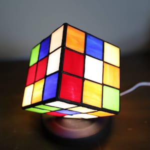 Stained Glass Rubik's Cube Lamp - Etsy
