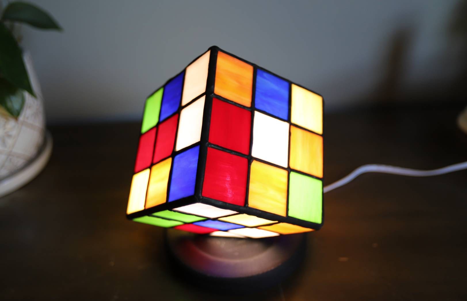 Stained Glass Rubik's Cube Lamp - Etsy