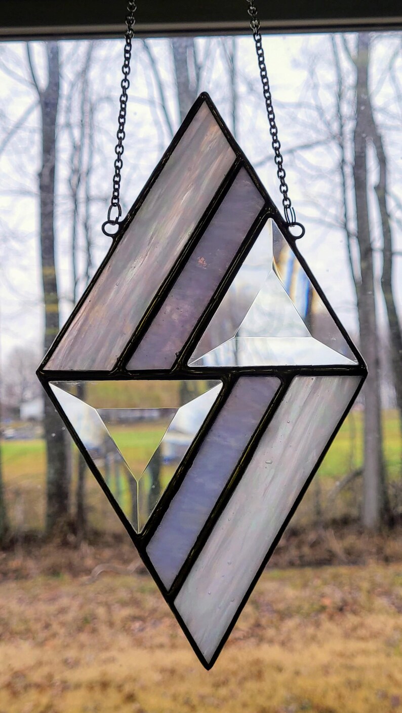 Small Triangle Stained Glass Suncatcher - Etsy