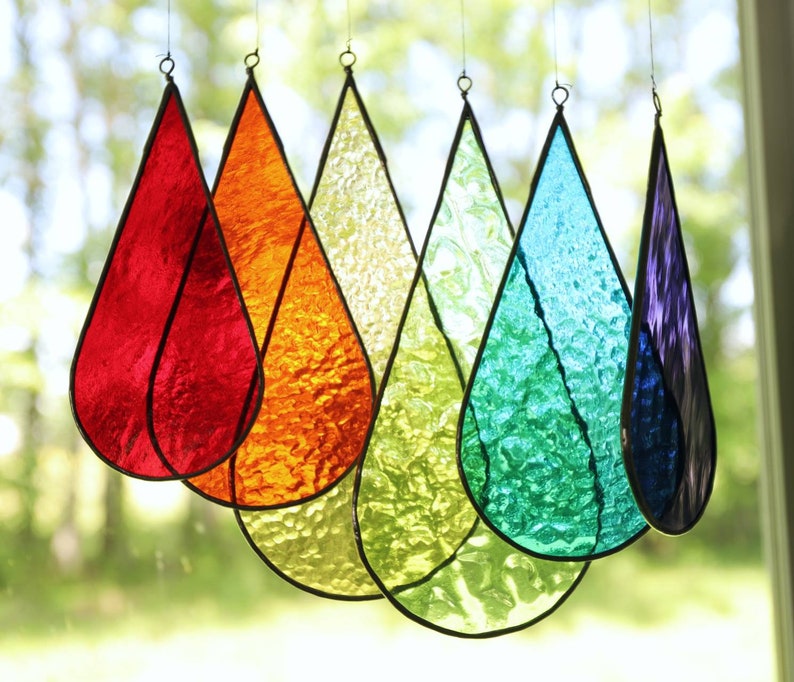 Rainy Day Rainbow Stained Glass Suncatcher - Etsy