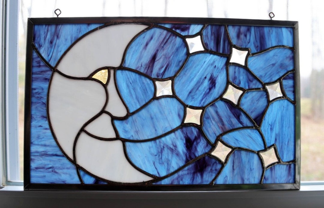 Stained Glass Moon Panel - Etsy