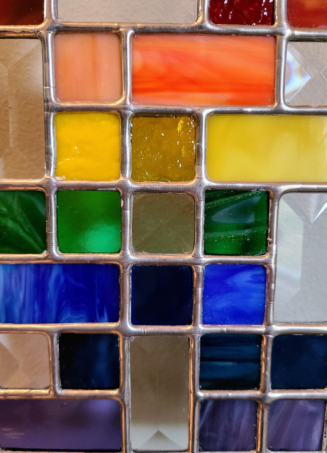 Stained Glass Rainbow Bevel Panel - Etsy