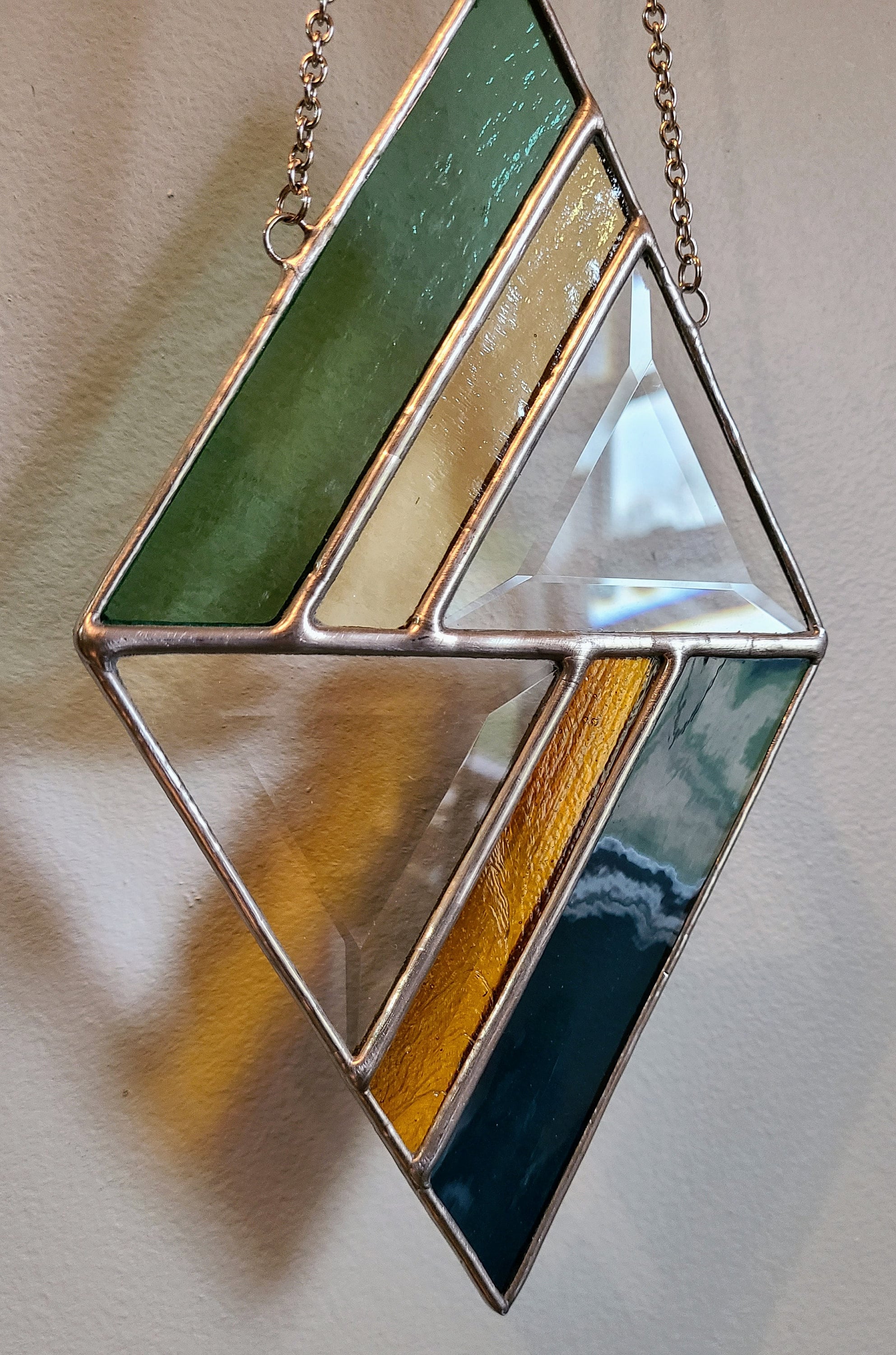 Small Triangle Stained Glass Suncatcher - Etsy