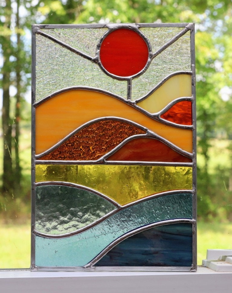 Sun & Sand Stained Glass Panel - Etsy