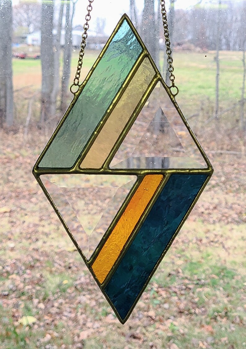 Small Triangle Stained Glass Suncatcher - Etsy