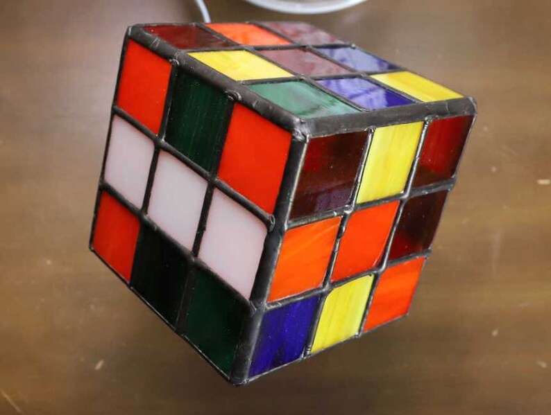 Stained Glass Rubik's Cube Lamp - Etsy
