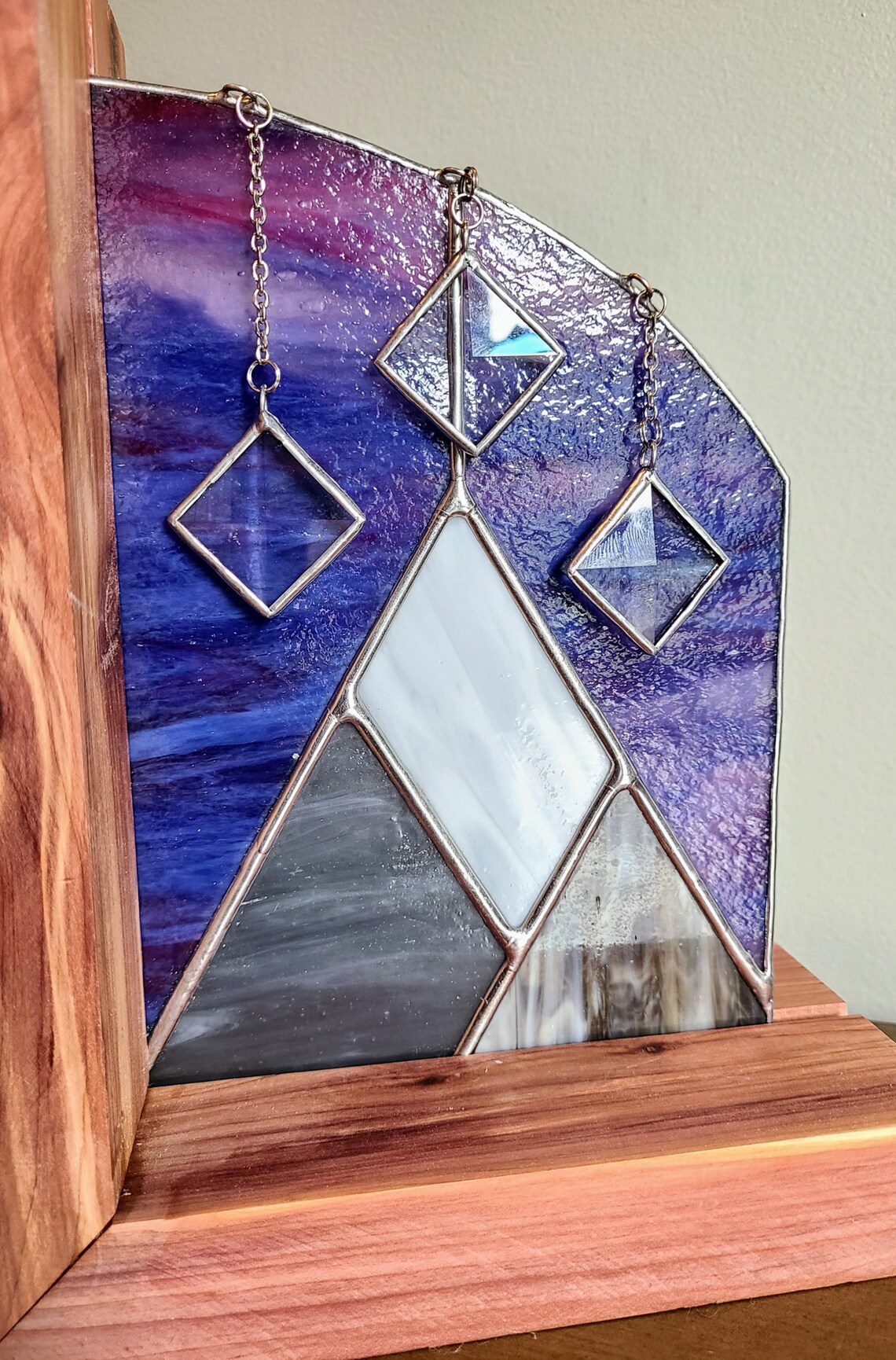 Stained Glass Bookends Mountains and Stars - Etsy