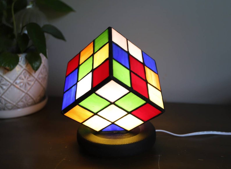 Stained Glass Rubik's Cube Lamp - Etsy