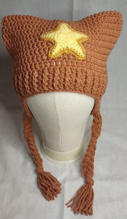 Crochet Orange Cat Hat With Star - Etsy
