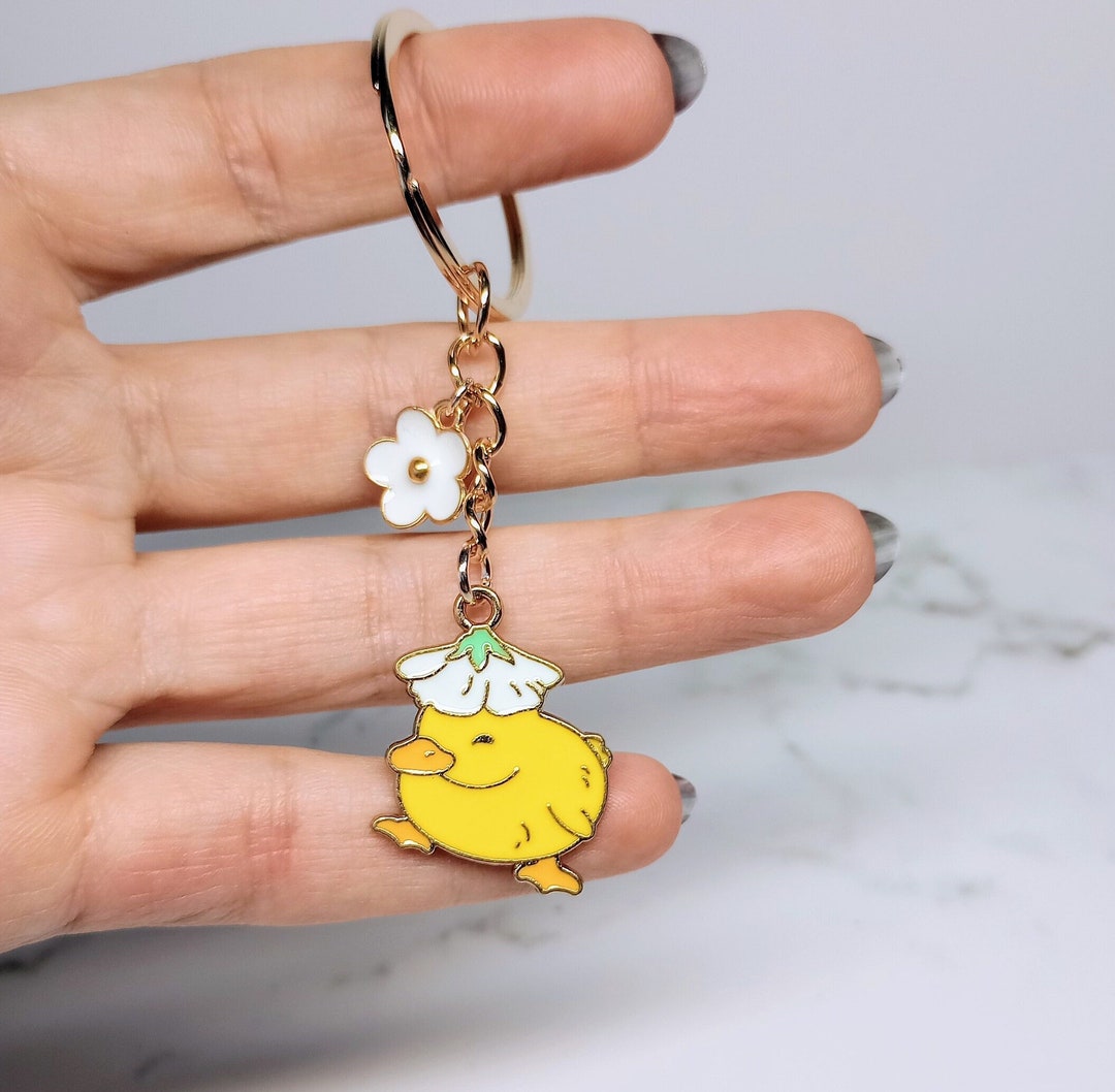 Cute Duck Keychain, Cute Duck Keychains, Cute Duck With Flower Hat ...