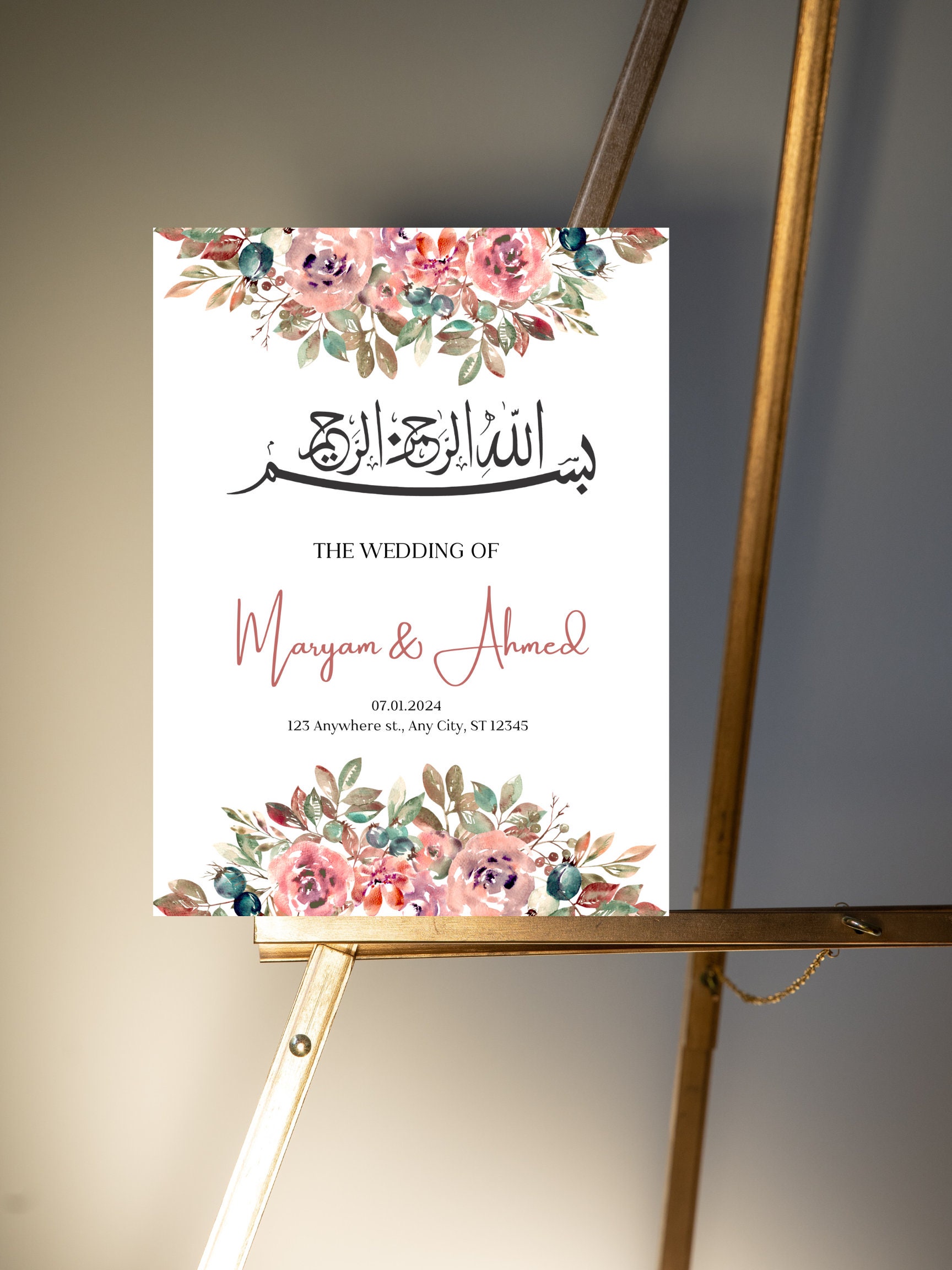 Elegant Islamic Wedding Welcome Sign-- Perfect for Nikkah Ceremonies ...