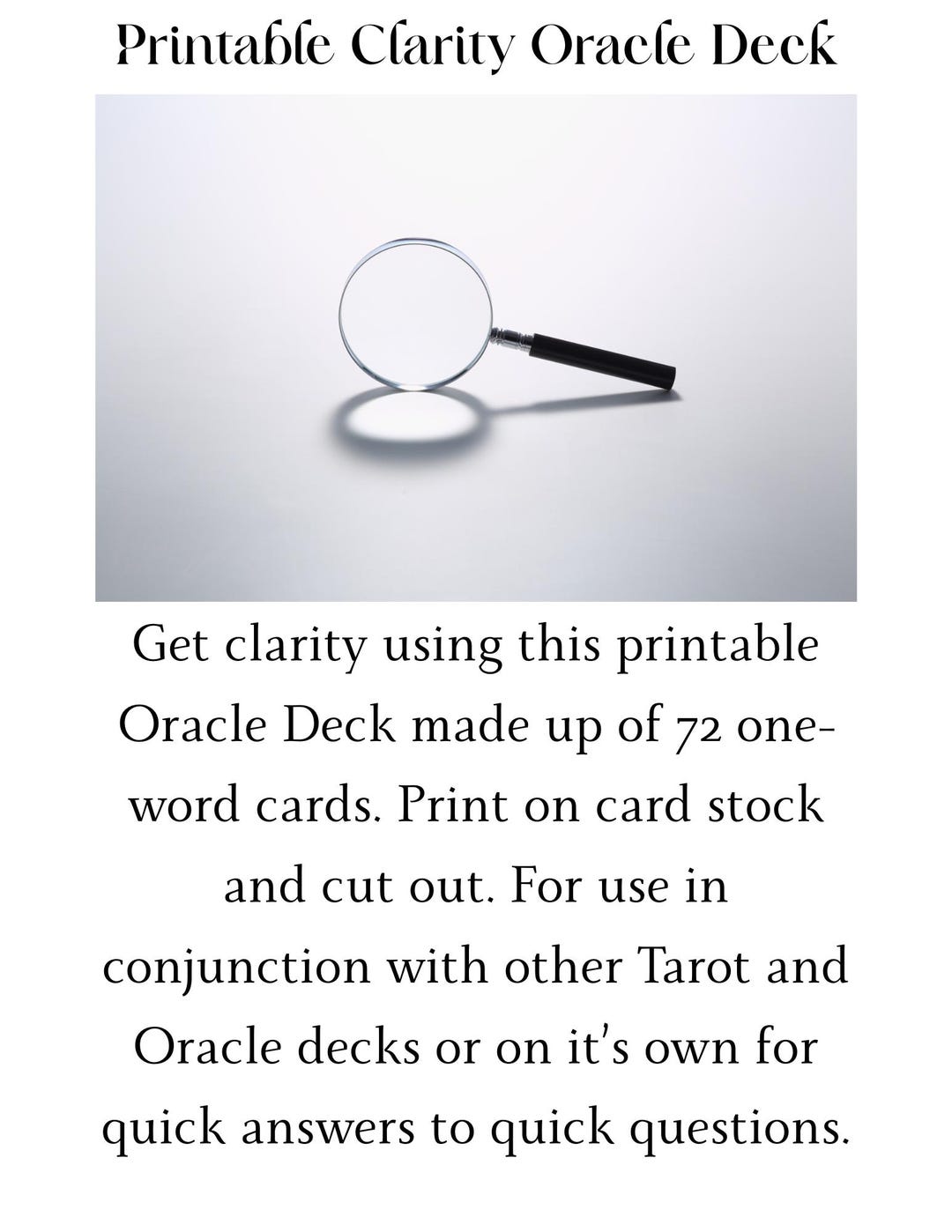 One Word Clarity Oracle Cards: Printable Guidance Deck (digital ...