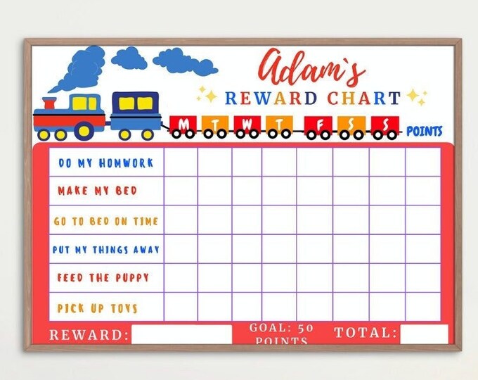 Train Rewards Chart, Canva Template, Award Chart, Planner Chart, Train ...