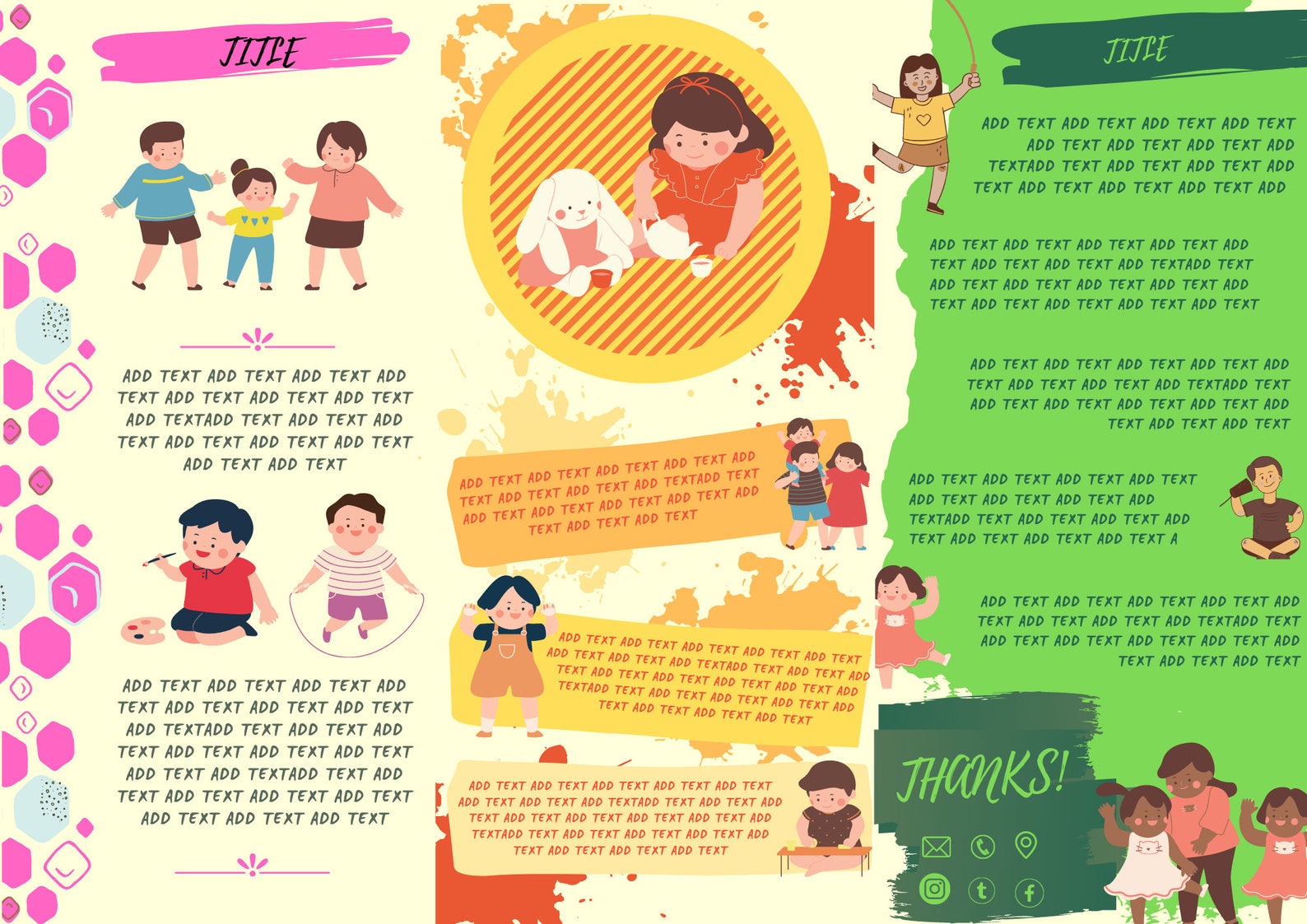 Brochure Template Playschool, Canva, Printable, Editable, Kids ...