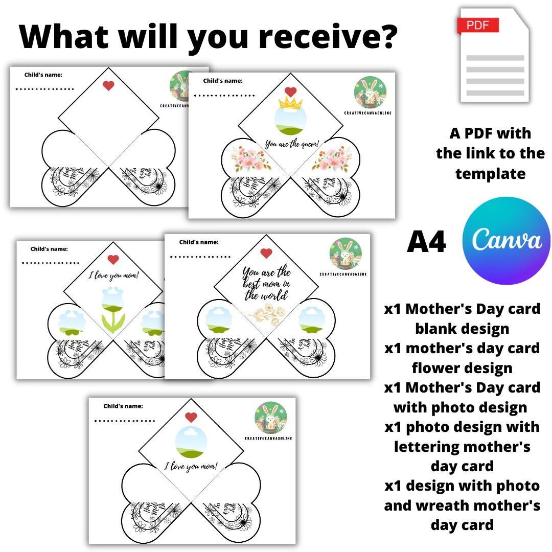 Canva Template Happy Mother's Day Card, Mother's Day Card, Mother's Day ...