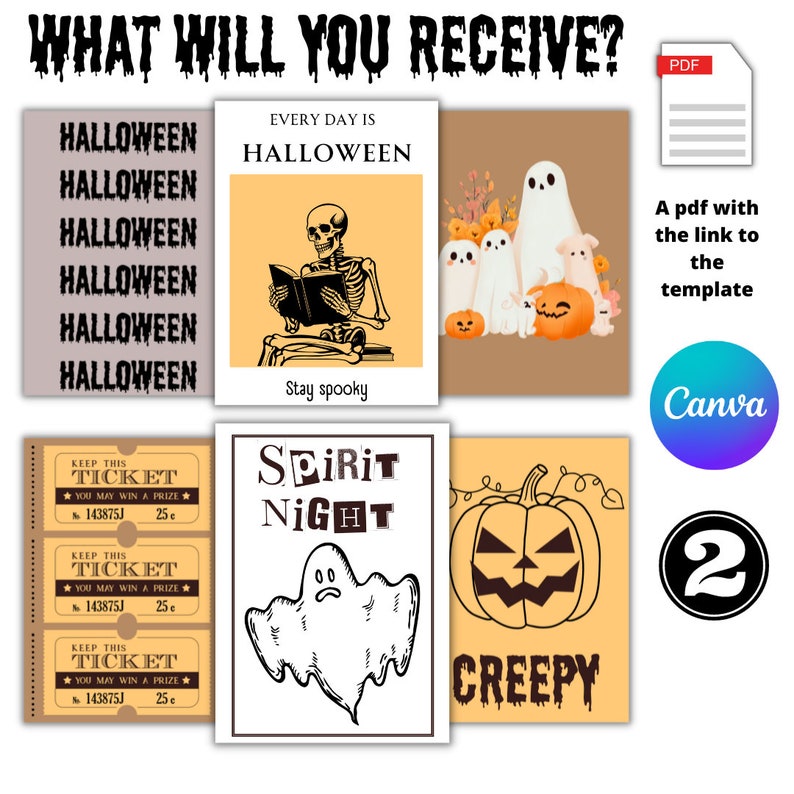 20 Halloween Printable Gallery Wall Art Pack Halloween, Vintage ...