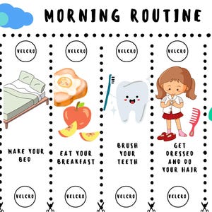 Girl Toddler Routine, Morning Routine Chart, Visual Schedule, Checklist ...