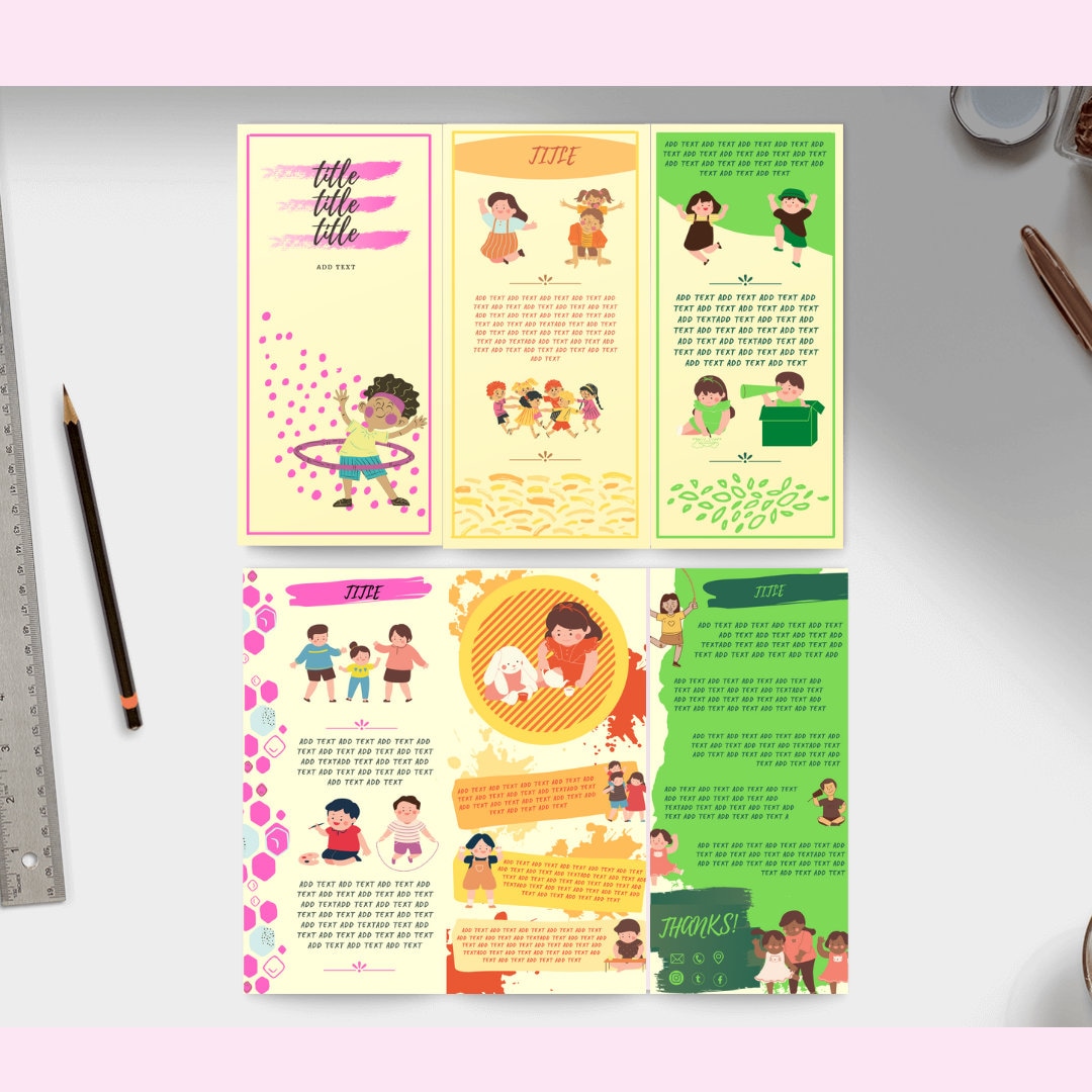 Brochure Template Playschool, Canva, Printable, Editable, Kids ...