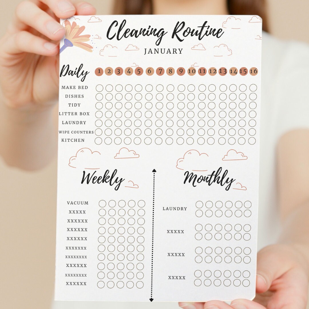 Canva Template for Cleaning Routine, Cleaning Chart, Logger, Controller ...